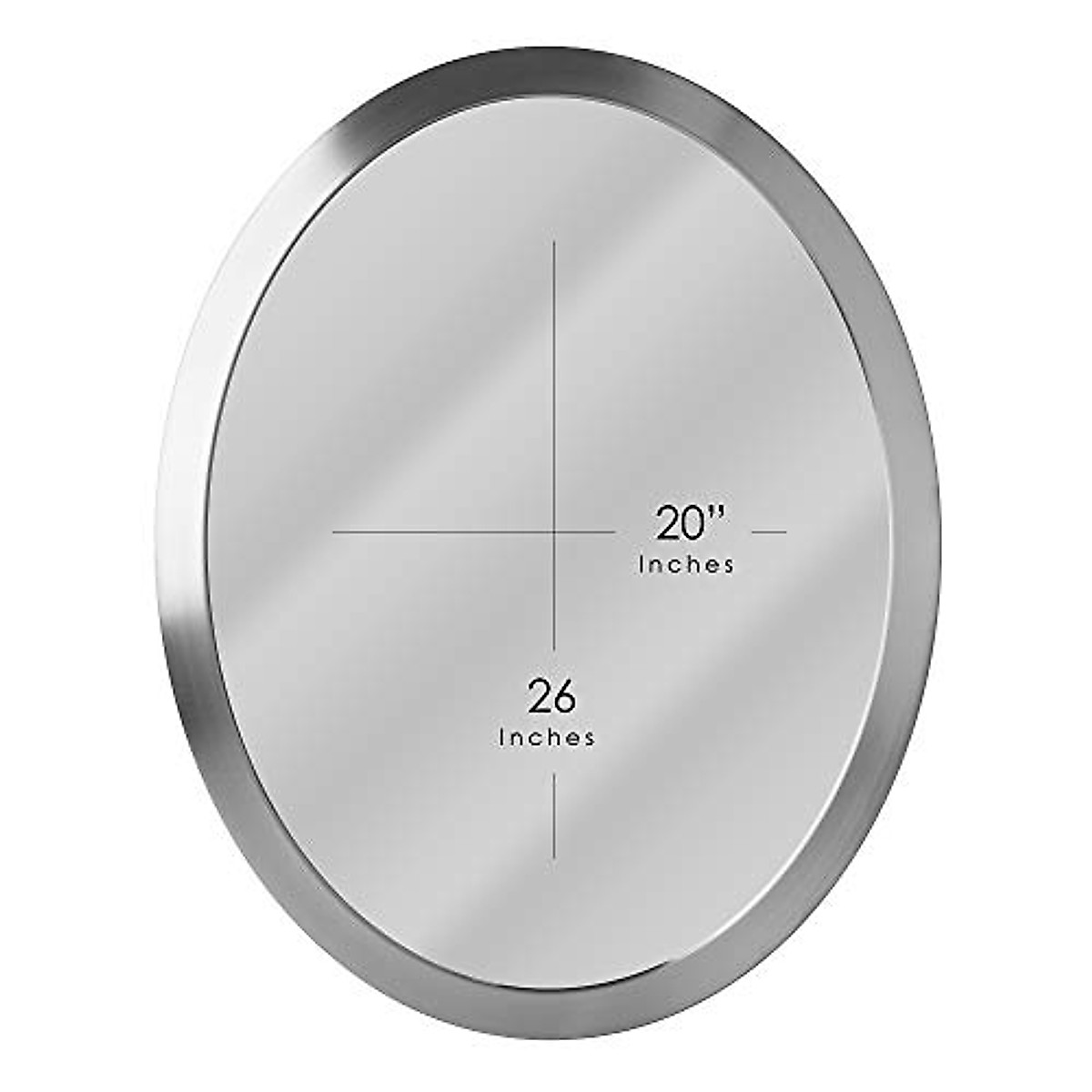 Head West Brushed Nickel Stainless Steel Oval Metal Framed Mirror for Bathroom Sink, Living Room, Vanity - 23" x 29"