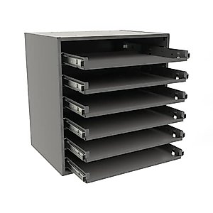Durham 308B-95 Gray Cold Rolled Steel Bearing Rack for 6 Small Metal Compartment Boxes, 15-9/16" Width x 16-3/8" Height x 11-7/8" Depth
