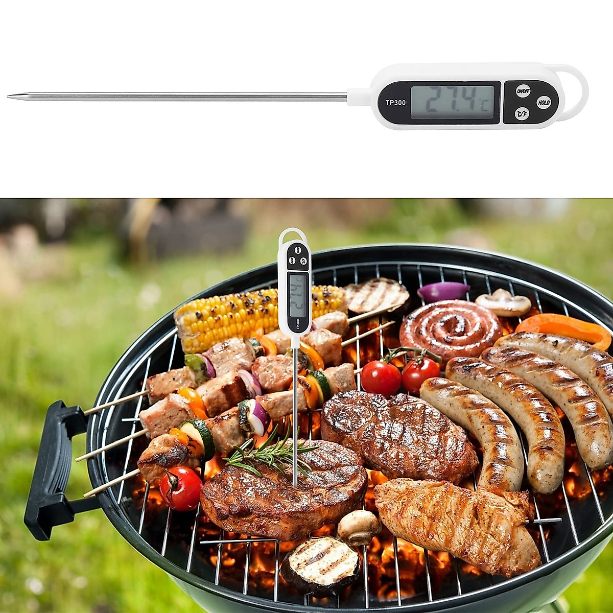 Portable Digital Cooking Meat Thermometer Waterproof Food Oil Water Temperature Meter for Home Kitchen