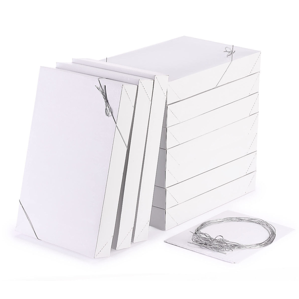 MPFY- White Shirt Gift Wrap Boxes with Tissue Paper and Wrapping Band,10 Pack, White, 15”x9.5"x2", Gift Box, Gift Boxes with Lids, Gift Boxes for Presents, White Box, Box for Gift, Wedding Gift Box