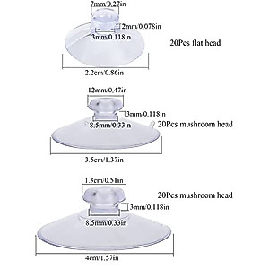60Pcs Plastic Suction Cup for Glass Table Tops,Rubber Transparent Anti-Collision Sucker Hanger Pad Without Hooks, 3 Sizes, 40 mm, 35 mm, 22 mm