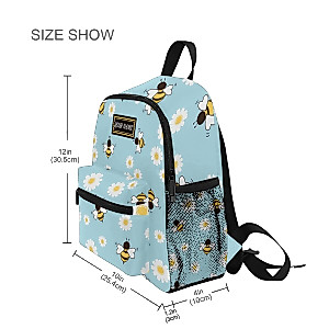 ODAWA Custom Daisy Flower Bee Cartoon Toddler Backpack, Personalized Backpack with Name/Text, Customization School Bag