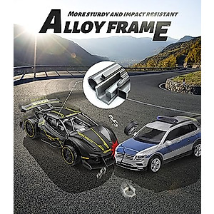 DoDoeleph RC Cars, Fast Metal Remote Control Car for Kids, 1/24 Alloy Frame Hobby Electric Racing Car Toys 2.4GHz 2X Rechargeable Batteries for Adults Boys Girls Birthday