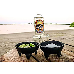 6 Pack Salsa Black Molcajete, Mexico Serving Dish, Chips, Sauce Cup, Side Dish, Snack, Dip, Nuts Candy for Taco Fiesta, Perfect for Parties, Events, or Any Use! (Black, 6 Pack)