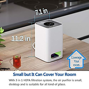 ZHENGXOO Small Air Purifiers with True HEPA Filter For Home Cover Up To 370 sq.ft, CADR:120 with air quality monitoring function to automatically adjust, Model:AM-160 (White)