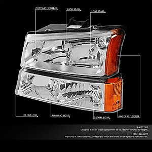 DNA MOTORING HL-OH-CS03-4P-CH-AM Chrome Amber Headlights Compatible with 2003-2006 Chevy Silverado/Avalanche