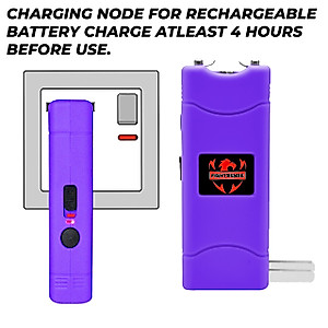 FIGHTSENSE Mini Stun Gun Keychain & Pepper Spray Combo Pack for Self Defense Kit (Purple)