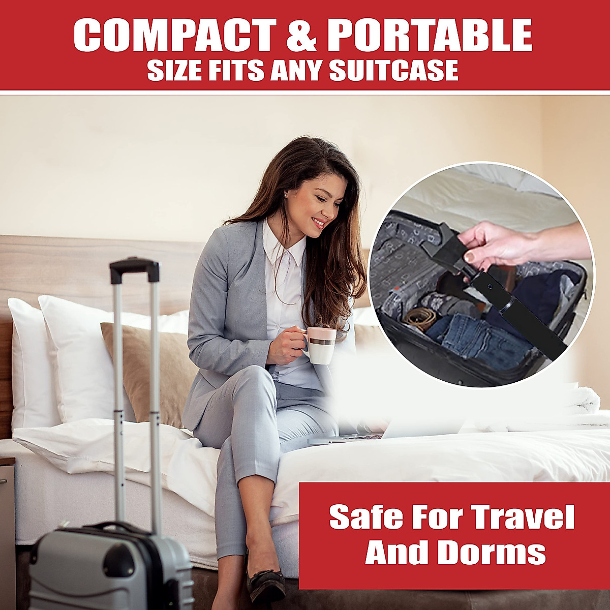 Product Trend Door Security Bar, 2-Sets Adjustable-Length Portable Door Bar for Hinged and Sliding Doors, Home Safety and Travel Security, Extends 28 Inches to 45 Inches, Grey