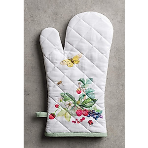 Maison d' Hermine Oven Mitts 100% Cotton Heat Resistant 7"x13" Oven Mitt BBQ Cooking Gloves with Loop, Baking Grilling Microwave, Handling Hot Pans, Printemps - Spring/Summer