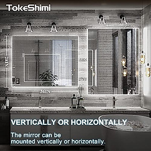 TokeShimi LED Mirror for Bathroom 28 x 36 Inch Anti Fog 3900LM Backlit Bathroom Mirrors for Wall with Light,Vanity Mirror with Memory Function, Stepless Dimmable 6000K (Horizontal/Vertical)