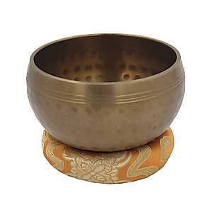 Silk Brocade Ring Cushion Pillow for Tibetan Singing Bowl Hand Made Nepal (Orange)