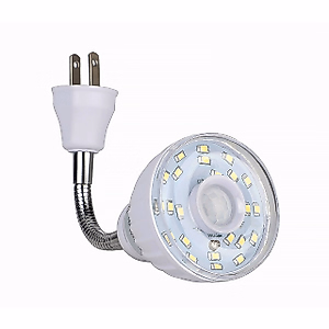 ShopN5 LED Motion-Activated Directional Rotating Flexible Sensor Dusk to Dawn Night Light AC Outlet Plug-in Wall Stair Lamp Indoor 360° Bedroom Hallway Stairway Garage Basement Corridor