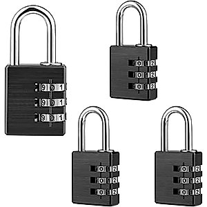 4 Pack Small Combination Lock，3 Digit Locker Lock with 9/16 in. Width Shackle，Small Combination Padlock for Luggage，Suitcase, Backpack