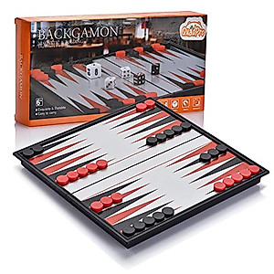 QuadPro Magnetic Backgammon Board Game Set with Folding Board Travel Games for Kids and Adults
