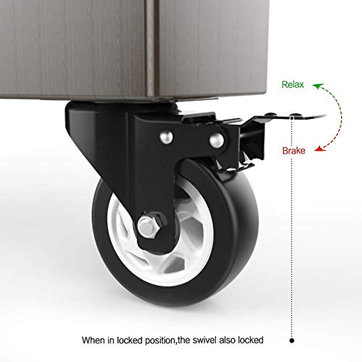 Homhoo 4" Swivel Caster Wheels with Safety Dual Locking and Polyurethane Foam No Noise Wheels, Heavy Duty - 300 Lbs Per Caster (Pack of 4)