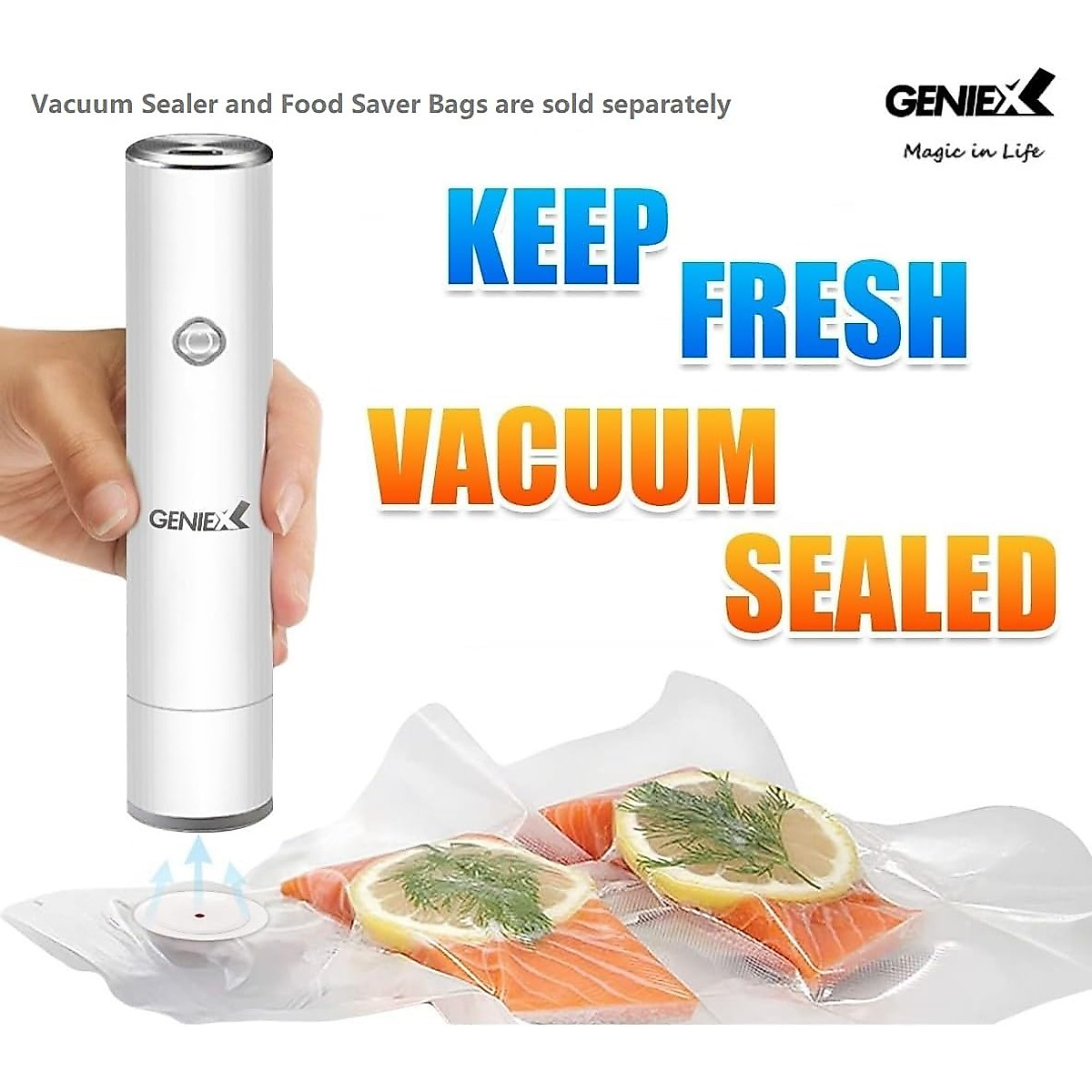 Vacuum Seal Bags for Food, Reusable Freezer Vacuum Storage Bags, Vacuum Food Saver Bags for Vacuum Sealer Hand held | Enhanced Air Valve, Easy Vacuum, Less Waste, Keep Fresh (20pcs pack)