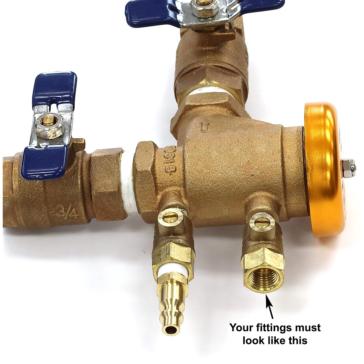 Industrial Style Plug to Male NPT Fittings | Adapters to Winterize Blow out Backflow Preventer and Pressure Vacuum Breaker (PVB) for Sprinkler Systems (Solid Lead-Free Brass)