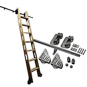 Sliding Barn Door Hardware Kit (No Ladder), Rolling Ladder Hardware Library Sliding Ladder Hardware Kit, Round Tube Mobile Ladder Tracks with Floor Roller Wheels (Size : 3.3ft/100cm Track Kit)