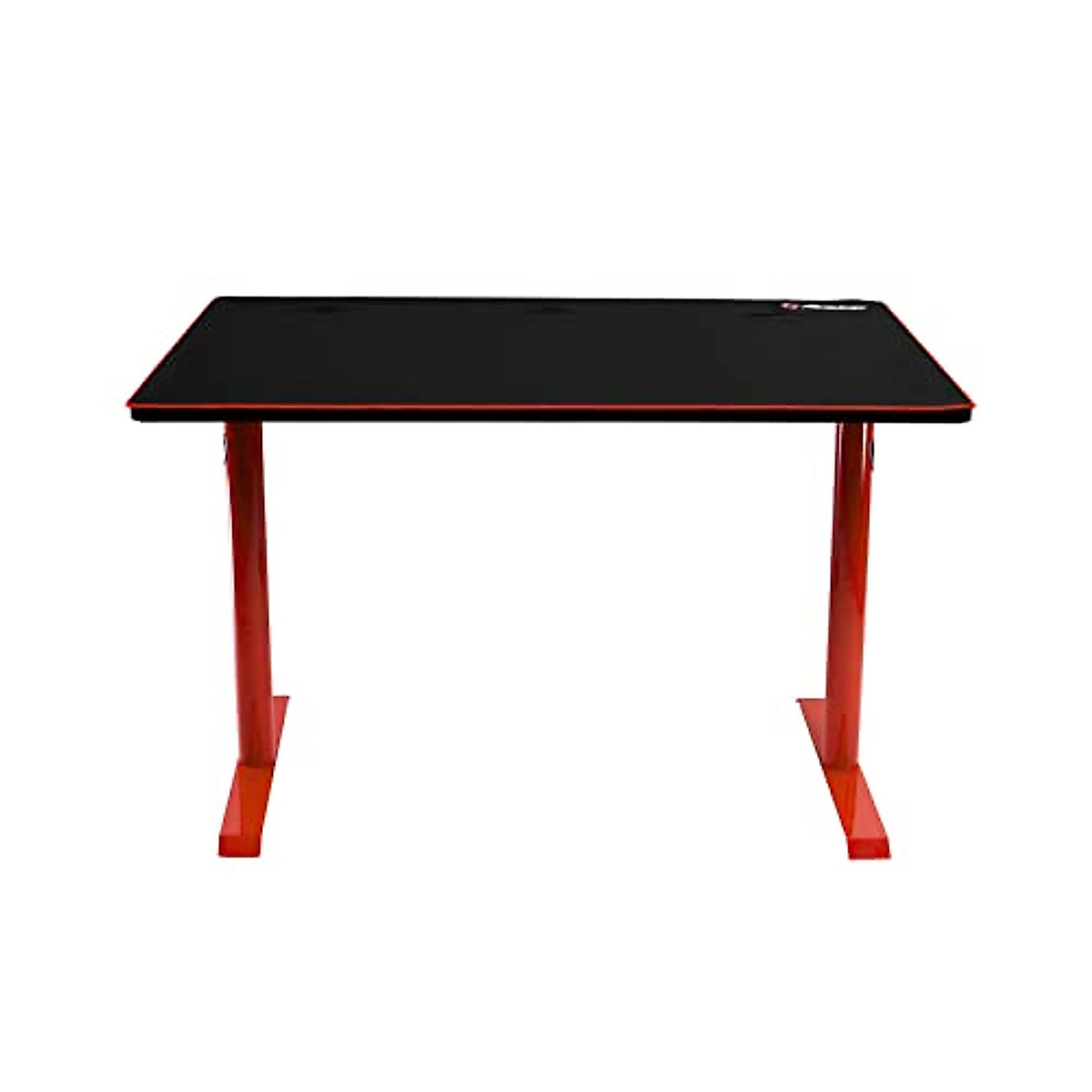 Arozzi Arena Leggero Gaming and Office Desk with Full Surface Water Resistant Desk Mat Custom Monitor Mount Cable Management Cut Outs Under The Desk Cable Management Netting - Red