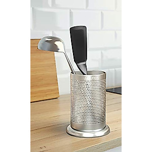 Stainless Steel Kitchen Utensil Holder for Kitchen Counter - Small Spoon Holder Utensil Crock and Large Cooking Utensil Holder Utensil Caddy - Kitchen Utensil Organizer Spatula Holder for Countertop