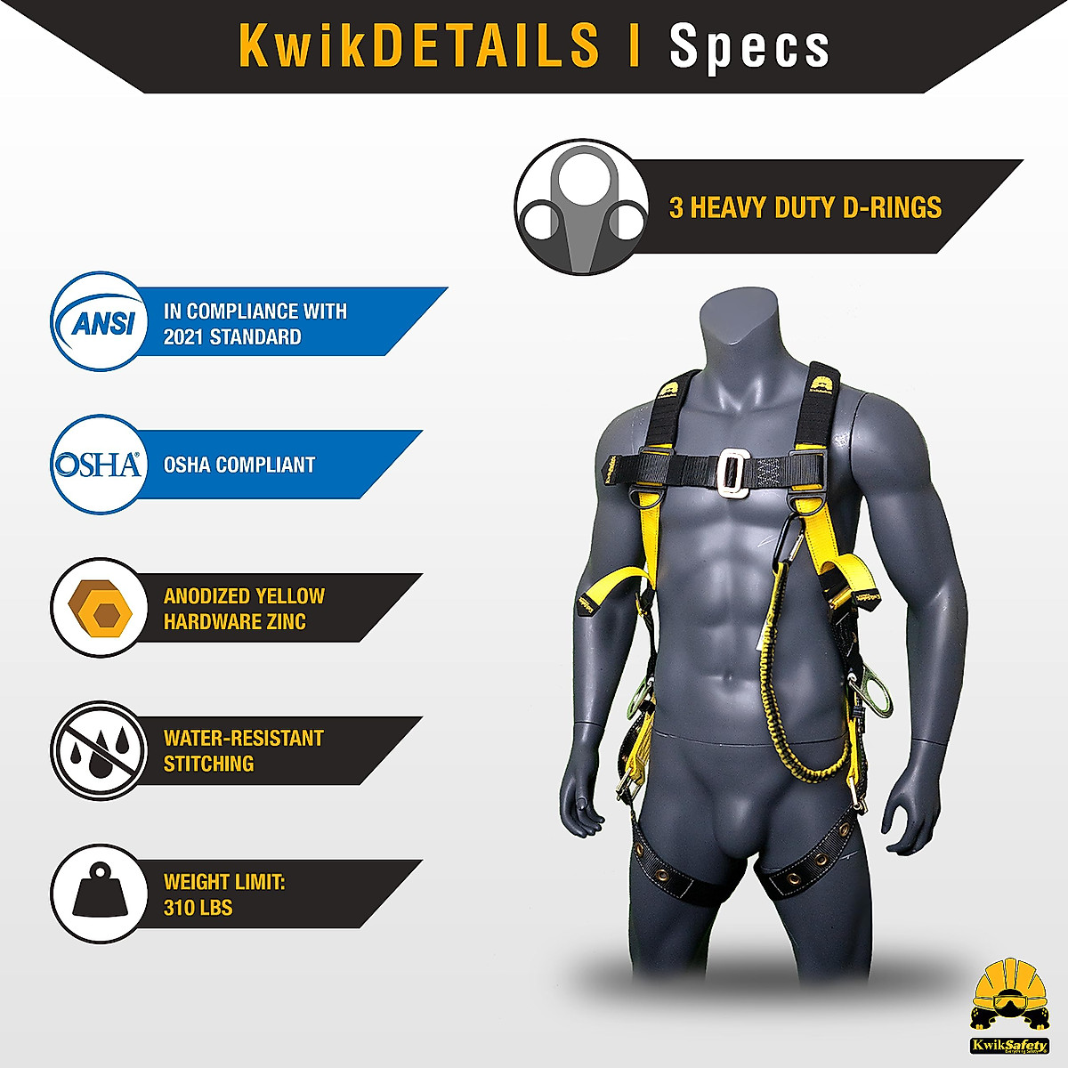 KwikSafety - Charlotte, NC - SUPERCELL Safety Harness [COMBO] Premium Shoulder Padding ANSI OSHA Full Body Fall Protection Work Equipment Construction Tower Climbing Roofing Forklift Aerial Boom Lift