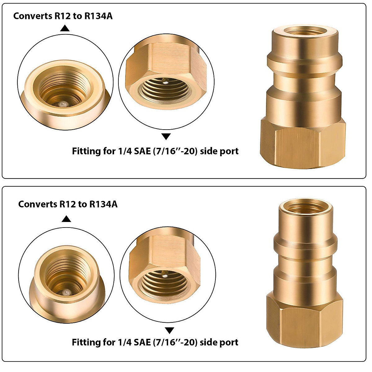 Mudder 4 Pieces VA-LH11 A/C Pro R-12 to R-134a Retrofit Parts Kit Retrofit Conversion Adapter Fitting Compatible with 1/4 SAE Thread Low High Side Retrofit Conversion