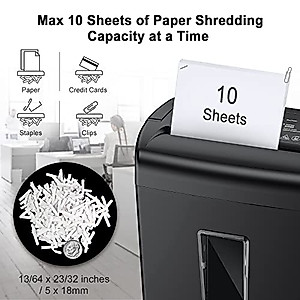bonsaii 10-Sheet Paper Shredder, Credit Card Cross-Cut Shredders for Home Office Use, 5.5 Gallons Large Wastebasket with Transparent Window, Black (C209-D)