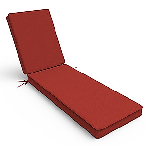 TWLEAR Outdoor Chaise Lounge Cushion for Patio Furniture 72 x 21 x 3 Inch, Water Resistant Patio Lounge Chair Cushion with Straps for Lawn Pool Furniture, 1 Pack, Olefin Brick Red