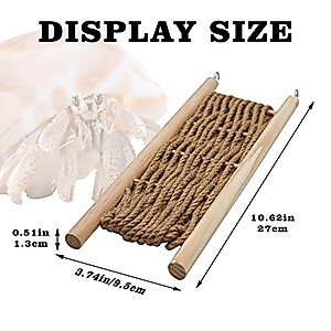 Hermit Crabs Climbing Ladder Bridge, Rope and Wood Reptile Climbing Toy, Small Animals Cage Accessory, Suitable for Lizard Chameleon Hermit Crab Hamster Chinchilla Guinea Pig