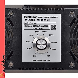 M2D Durablow 220 CFM Air-Out Stainless Steel Crawl Space Vent Fan, Dual Fans with Dehumidistat & Thermostat, Foundation Vent, Radon Mitigation, for Crawl Space, Basement (Stainless Steel, M2D)