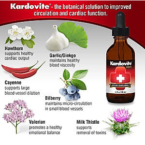 Kardovite Herbal Circulation Drops 100ml | Circulation Supplement with Hawthorn, Garlic, Cayenne, Milk Thistle, Bilberry, Valerian & Ginkgo | Supports Healthy Blood Flow & Vitality | Pack of 1