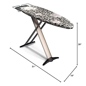 Bartnelli Pro Luxury Ironing Board - Extra Wide 62x19” Steam Iron Rest, Adjustable Height, T-Leg Foldable, European Made