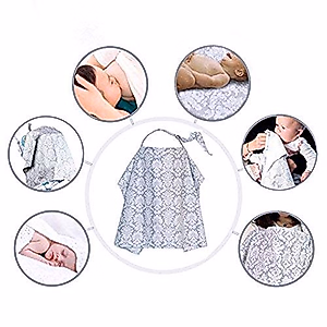 Breastfeeding Nursing Cover, Trcoveric Lightweight Breathable Cotton Privacy Feeding Cover, Nursing Apron for Breastfeeding - Full Coverage, Adjustable Strap, Stylish and Elegant