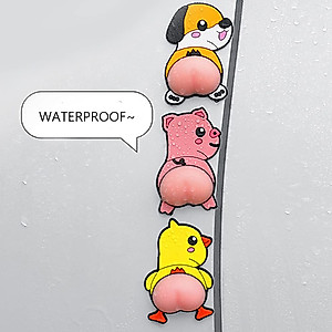 HALUOGUAI 1 Pair 3D Cartoon Animal Butt Shaped Flexible Silicone Fridge Door Stops,Self Adhesive Decorative Wall Protector,Pink Peach Shaped Waterproof Toilet Lid Bumper Pad (Pig)