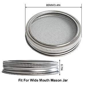 4 Pack Mesh Strainer Jar Stainless Steel Sprouting Jars Mason Wide Mouth Canning Lids for Growing Bean, Seeds and Salad