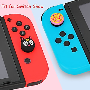 Owngen Cute Thumb Grip Caps for Nintendo Switch/Lite/OLED, Kawaii Magic Moon Joy-Stick Button Stick Cover 3D Analog Ergonomic Cap for NS Controller Joy-Cons (Luna)