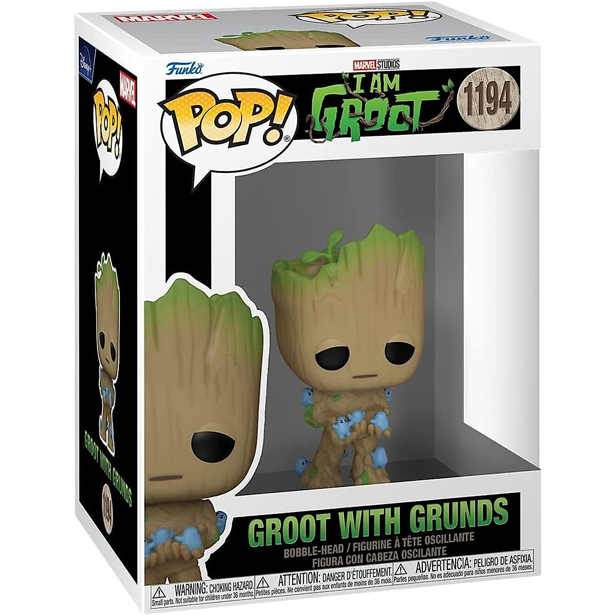 POP Marvel: I Am Groot - Groot with Grunds Funko Vinyl Figure (Bundled with Compatible Box Protector Case), Multicolored, 3.75 inches
