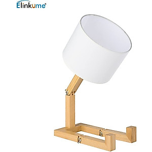ELINKUME Cute Desk Lamp,Unique Table Lamps,Wood Bedside Table Lamp Fun Funky Person Lamp Wooden Robot Cute Lamps for Bedrooms