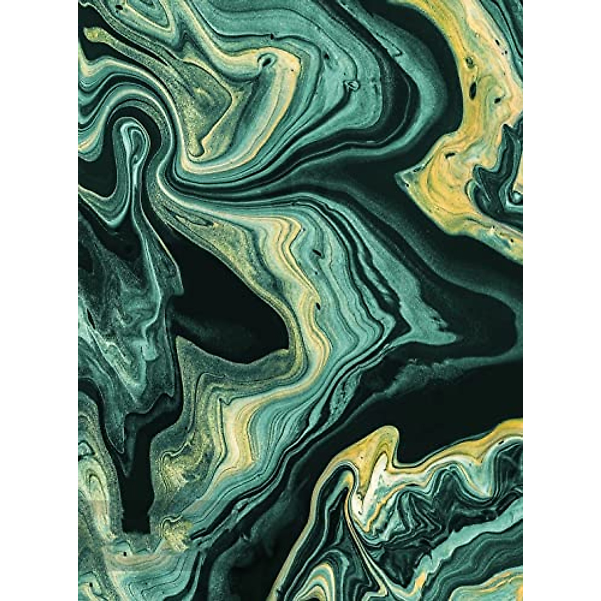 Abstract Liquid Styled Emerald Green Gold 6x8 Area Rug for Living Room Contemporary Art Decor Dining Room Playroom Carpet Soft Washable Home Office Entryway Runner Rugs