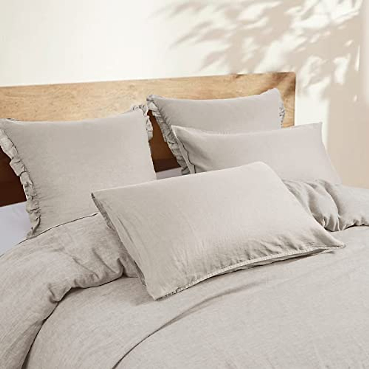 PHF 100% Linen Pillowcases Standard Size, Set of 2, No Insert, Washed French Flax Pillow Cases with Envelope Closure, Luxurious Breathable Comfy Pillow Shams, 20" X 26", No Filling, Linen Basic