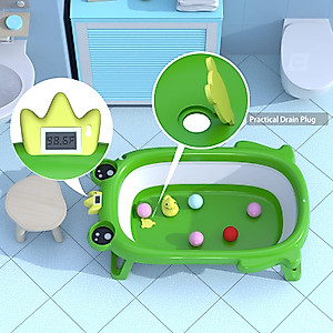 Multipurpose tub-pet tub- Foldable tub- Water Basin- Thermometer Equipped tub- Space Saving tub (Green)