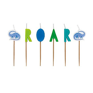 Unique Roar Dinosaurs Pick Candles (6 Pcs) - 1 Pack, Multicolor, one Size