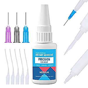 Precision Jewelry Glue Cyanoacrylate Glue Medium CA Adhesive Fast Dry Model Glue with Microtips Applicators for Wood Ceramic Metal Shoe Repair Hobby Crafts and Jewelry Making