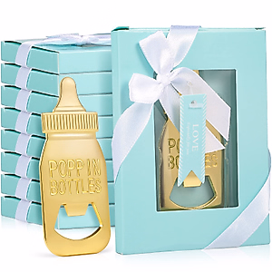 50 Pieces Baby Shower Bottle Opener Popping Bottle Opener Baby Shower Favors Feeder Shaped Bottle Opener for Guests Baby Shower Souvenirs for Baby Shower Wedding Party Favor Decoration Supplies (Blue)