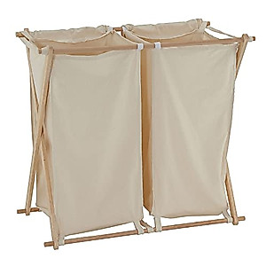 Household Essentials 6786-1 Collapsible Double X-Frame Laundry Hamper Sorter with Fold Over Lid , White