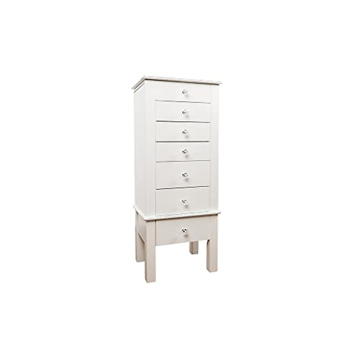 Hives and Honey Kimberly Jewelry Armoire - Modern White Storage Organizer with Divided Drawers and Necklace Hooks - French-Inspired Design with Jewel-Like Pulls - Anti-Tarnish Felt Lining
