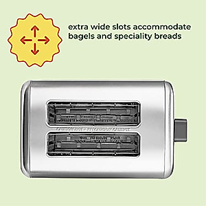 BELLA 2 Slice Toaster, Quick & Even Results Every Time, Wide Slots Fit Any Size Bread Like Bagels or Texas Toast, Drop-Down Crumb Tray for Easy Clean Up, Stainless Steel
