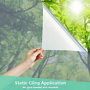 Volcanics One Way Window Privacy Film Sun Blocking Window Tinting Film for Home Heat Control Mirror Tint Film Static Cling Reflective Solar Window Film 17.5 x 78.7 Inches, Silver