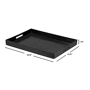 Home Basics Attractive & Elegant with Handles Serving Tray, 18" x 13" x 2" (Black)