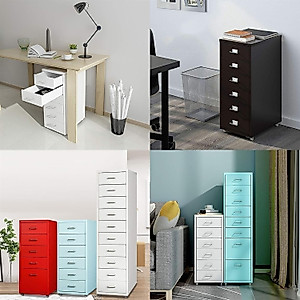 5 Drawers Mobile Storage Cabinet File Cabinet,Small Rolling Vertical File Cabinet,Vertical Filling Cabinet on Wheels,Metal Mobile File Cabinet with Lock Casters, Under Desk Metal Locker Cabinet, Red